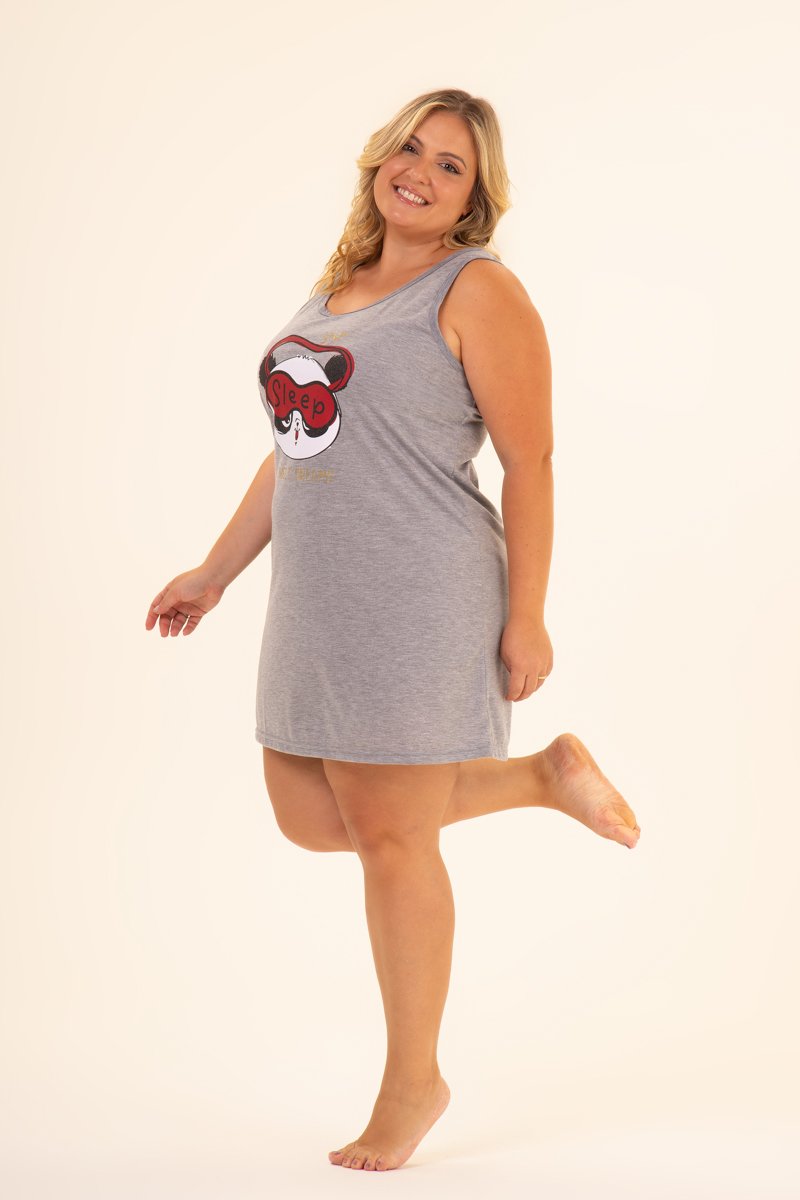 Camisola Plus Size Regata - Panda Dorminhoco - Linda e Confortável