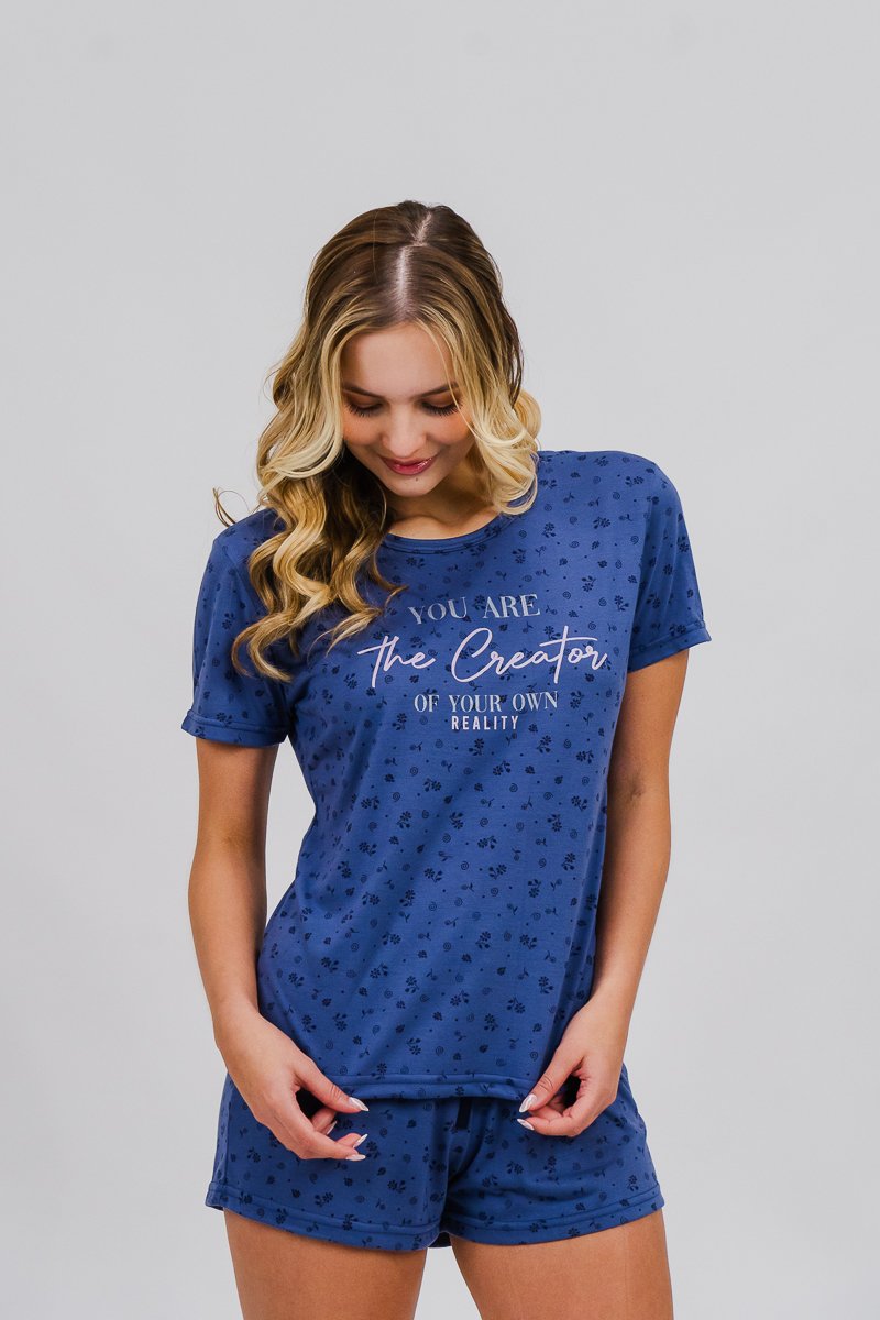 Pijama Feminino de Verão Blue Love - Pijama de Manga Curta é no Pijamas ...