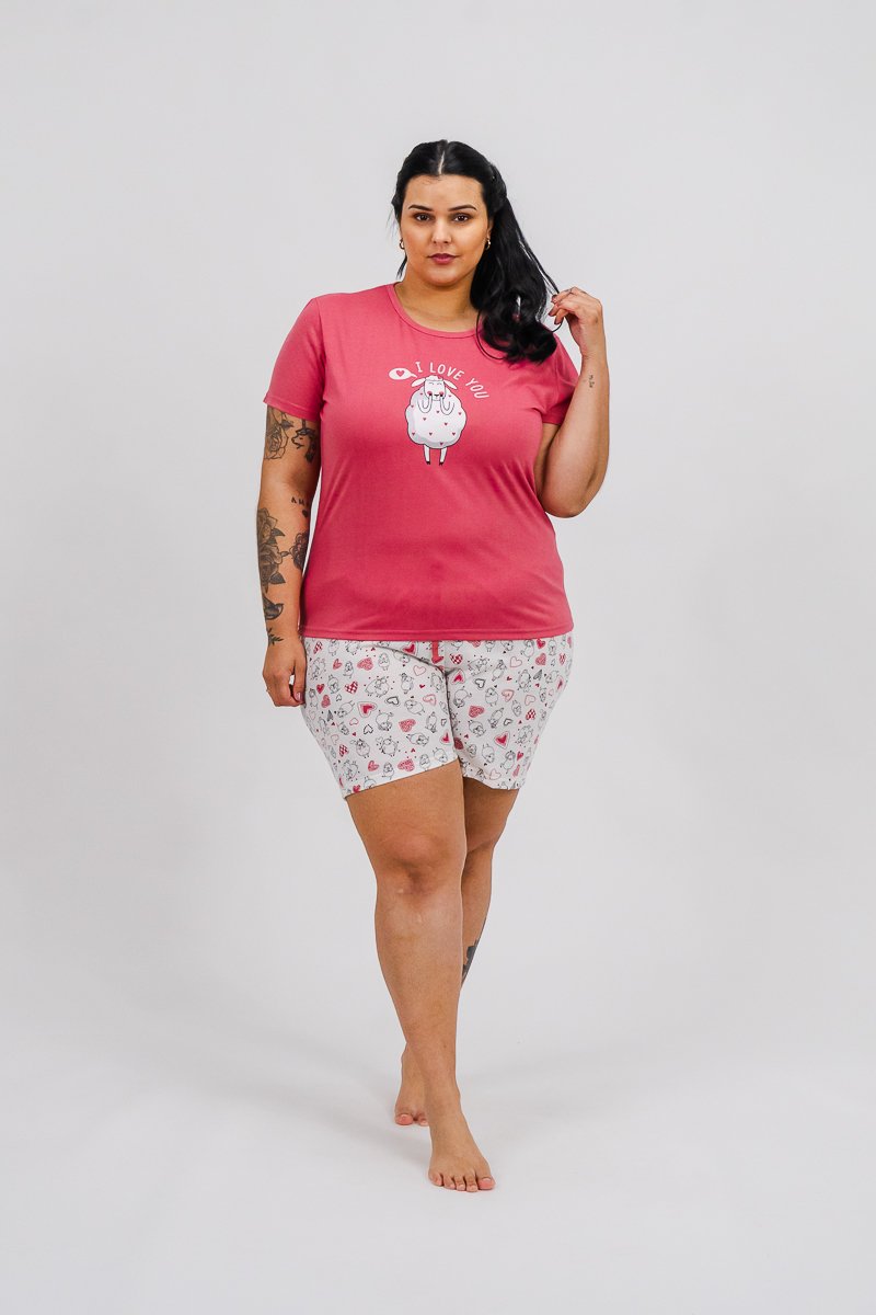 Pijama Feminino Plus Size de Verão I Love You - Pijamas Plus Size com ...