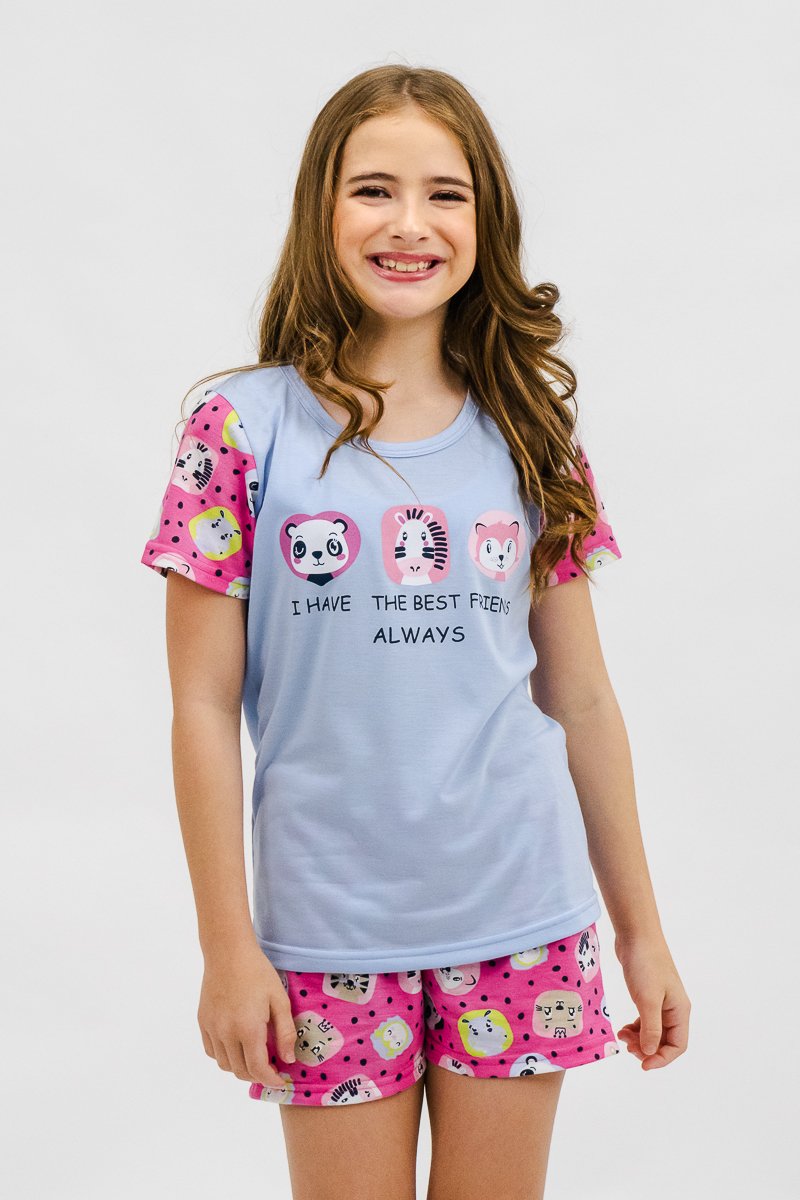 Pijama Infantil Menina de Verão Meus Amiguinhos - Pijamas Fofos e Com ...