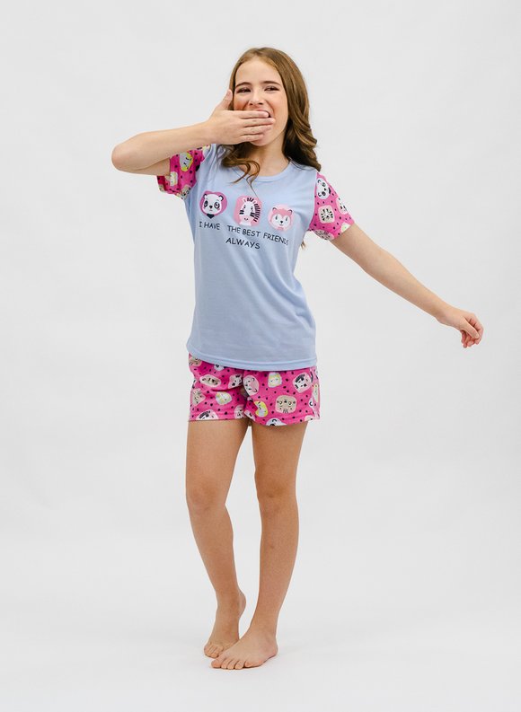 Pijama Infantil Menina de Verão Meus Amiguinhos - Pijamas Fofos e Com ...