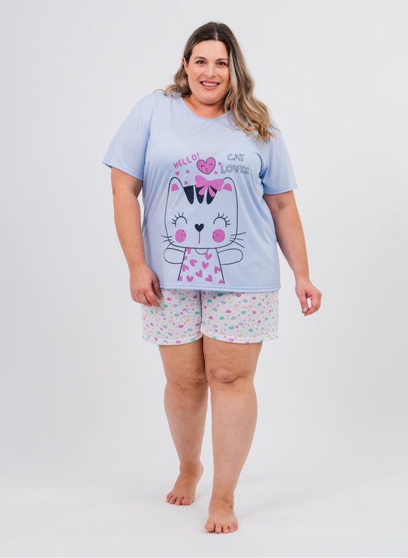 Pijama Feminino Plus Size – Cat Lovers - Plus Size com Preço Baixo ...